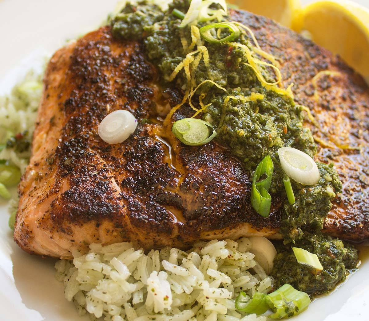 Blackened Salmon on Cilantro Rice - Armanino Foodservice