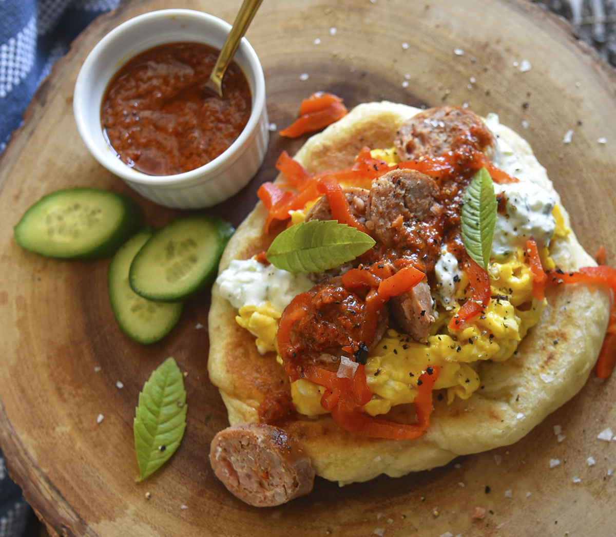 Breakfast Naan with Tzatziki & Harissa Sauce - Armanino Foodservice